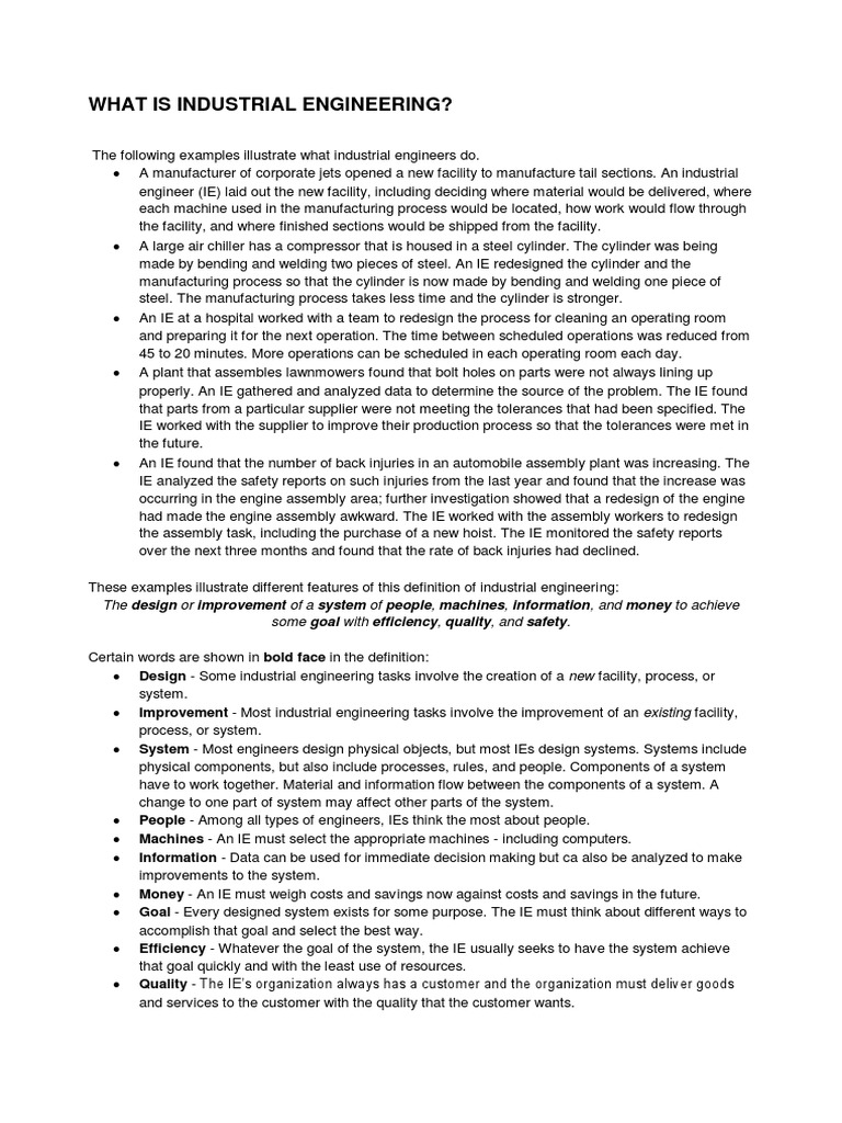 01 Reading 1 - What Is Industrial Engineering | PDF | System ...