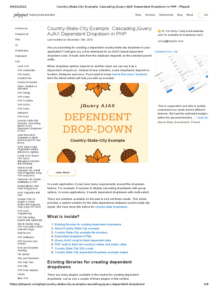 Country-State-City Example - Cascading JQuery AJAX Dependent Dropdown ...