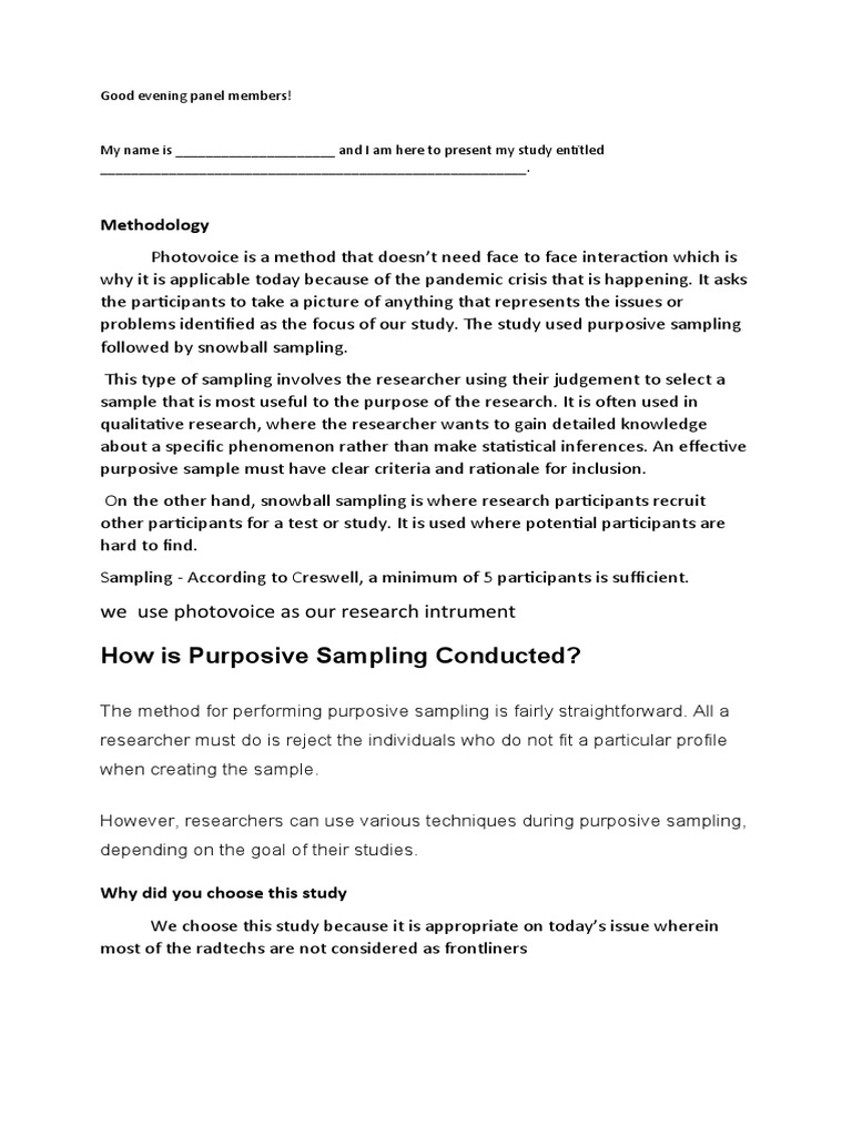 How Is Purposive Sampling Conducted?: Methodology | PDF