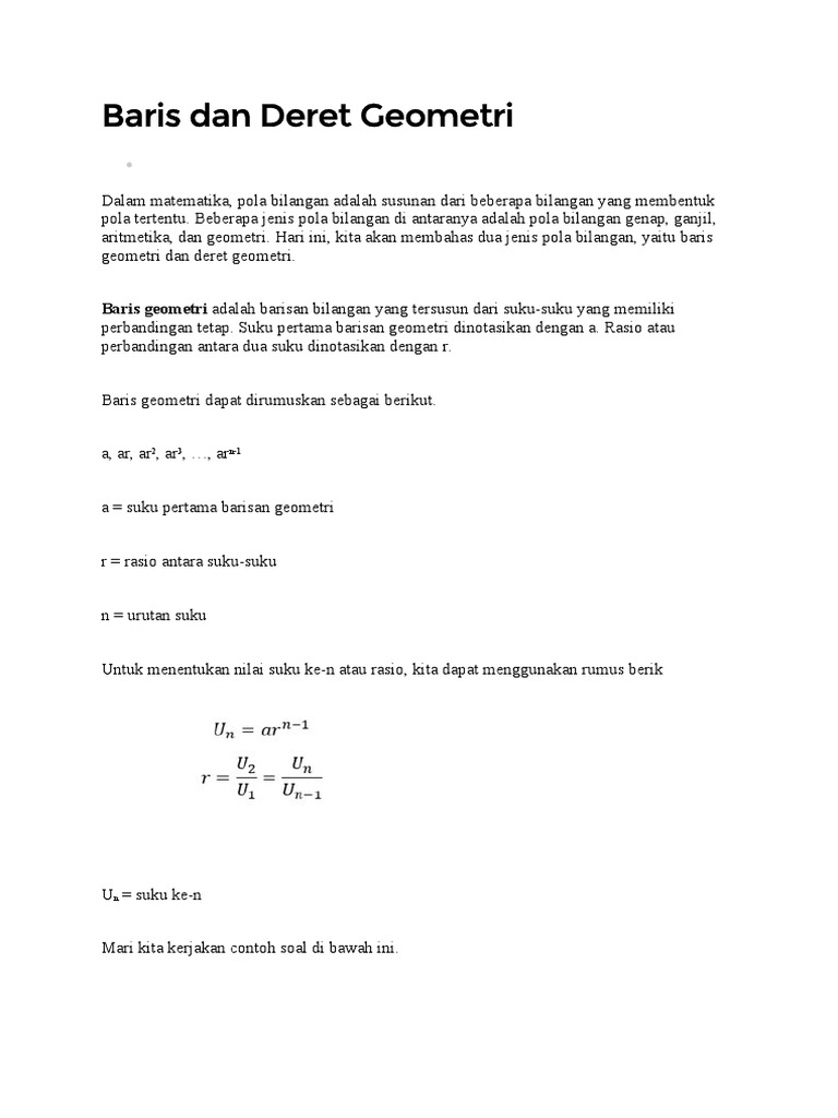 Contoh Soal Barisan Geometri | PDF | Metode & Bahan Ajar