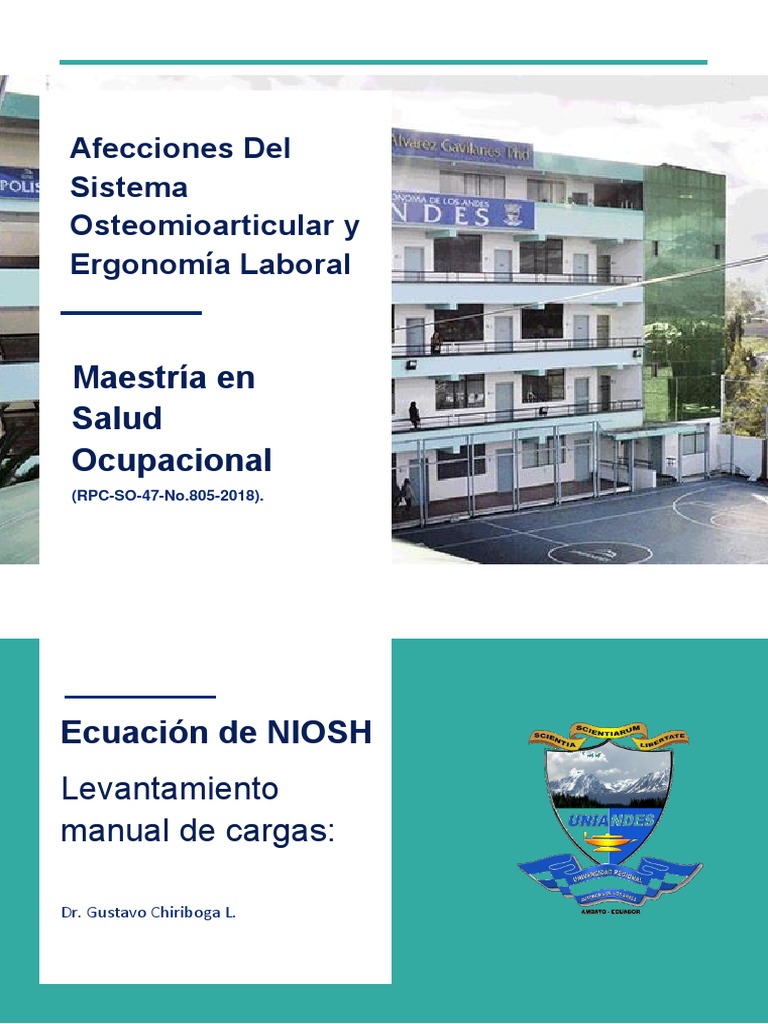 Ecuación NIOSH Levantamiento Manual de Cargas | PDF | Factores humanos y ergonomía | Suma