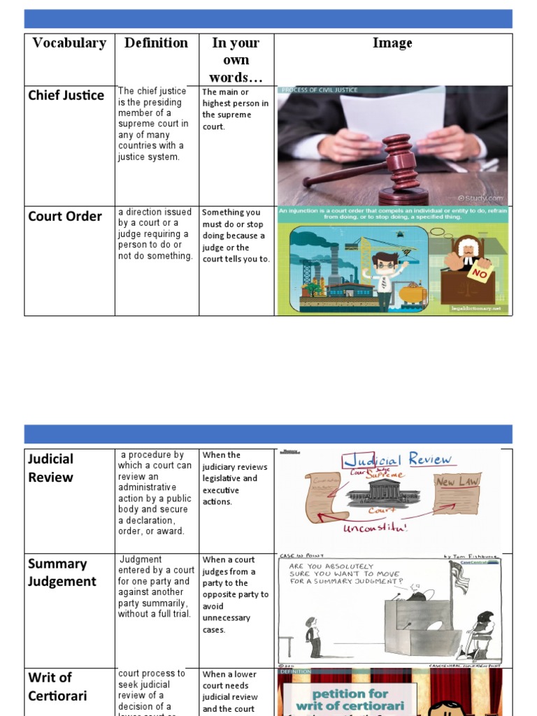 Judicial Branch Vocabulary Activity | PDF
