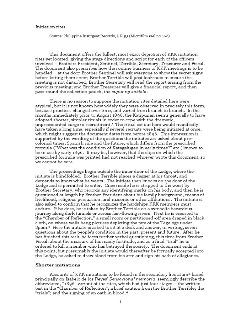 Initiation Rites Part 1 | PDF | Philippines