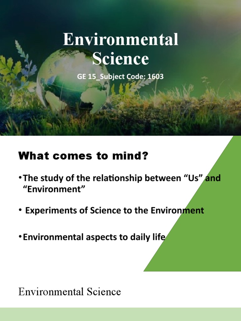 Environmental Science: GE 15 - Subject Code: 1603 | PDF | Ecosystem ...
