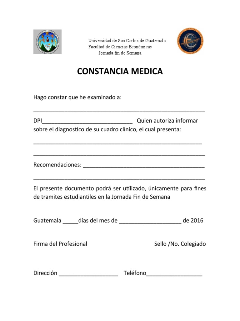 Formato de Constancia Medica | PDF