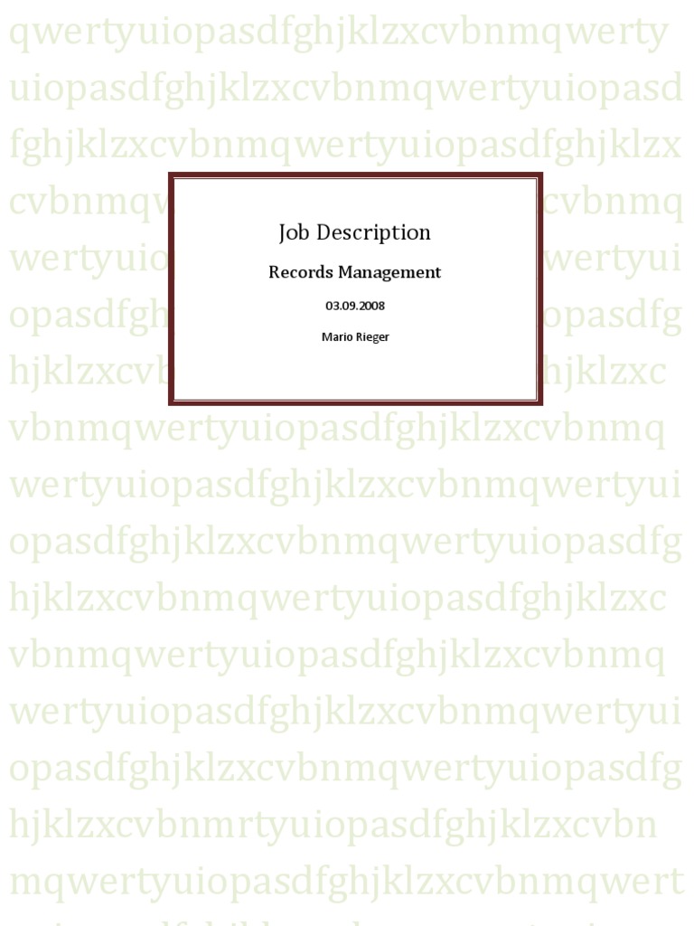Records Manager: Job Description | PDF | Records Management ...