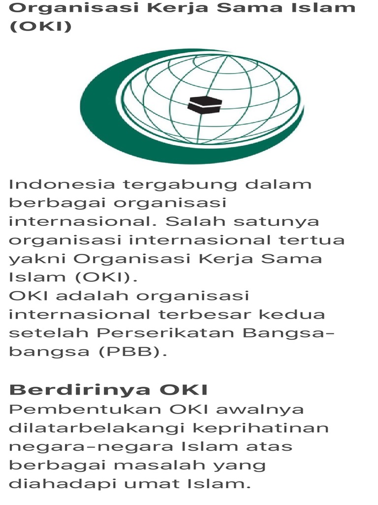 Organisasi Kerja Sama Islam (OKI) | PDF