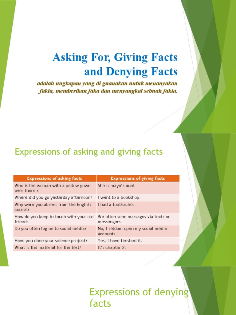 Asking For, Giving Facts and Denying Facts | PDF