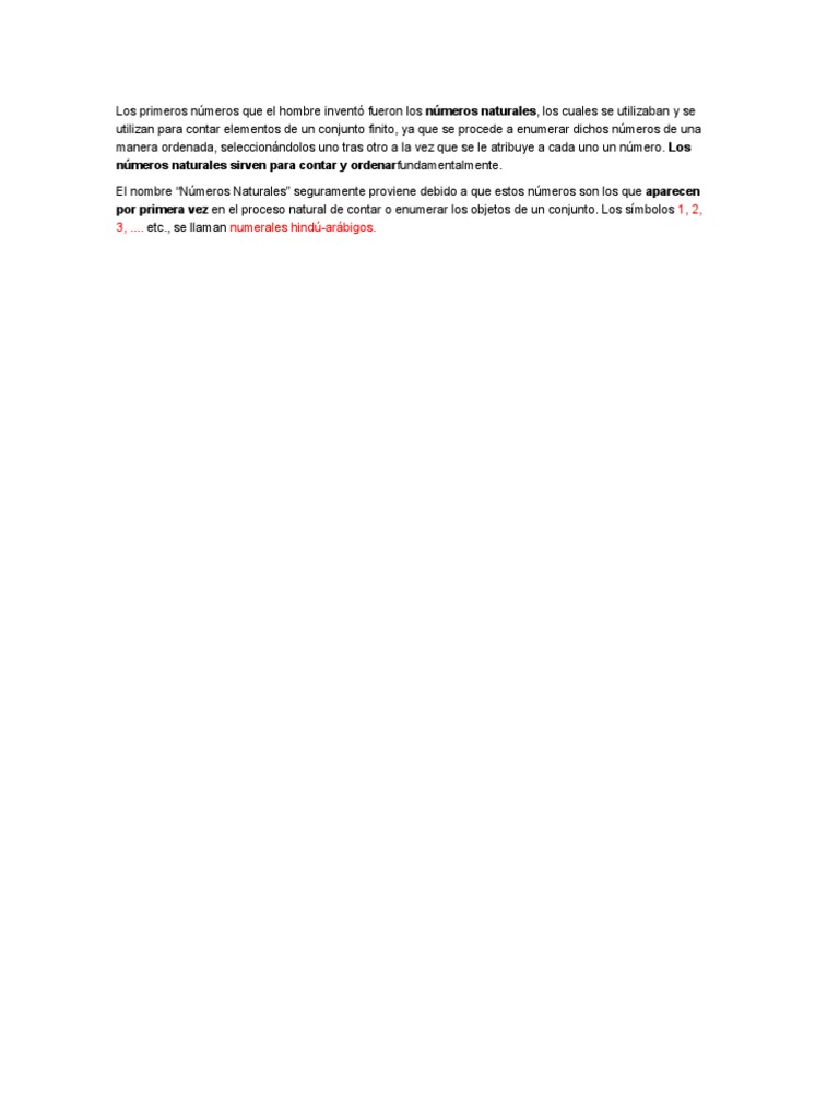 Primeros Números Naturales en Historia | PDF | Artes del Lenguaje y ...