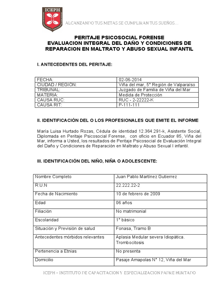Modelo Peritaje ASI | PDF | Abuso infantil | Abuso sexual