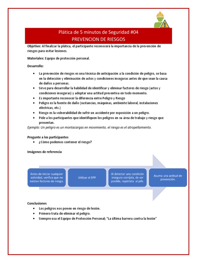 Platica de 5 Minutos 04 PREVENCION DE RIESGOS | PDF