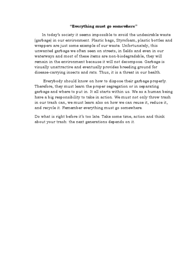 Everything Must Go Somewhere | PDF