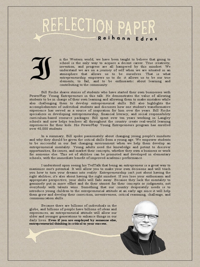 Reflection Paper | PDF | Entrepreneurship | Mindset