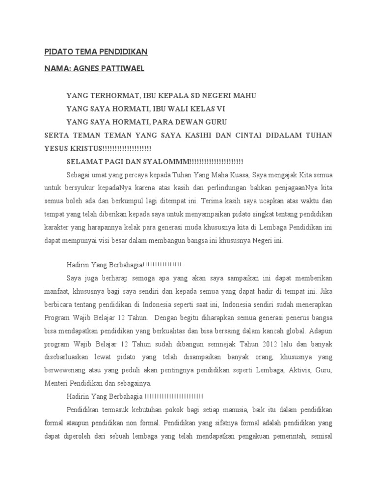 Pidato Tema Pendidikan | PDF | Kesehatan Holistik