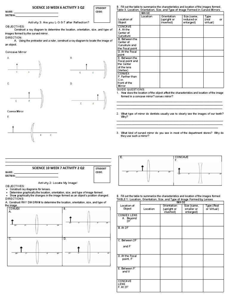 Science 10 Week 6 Q2 Printout | PDF | Lenses | Glass Applications