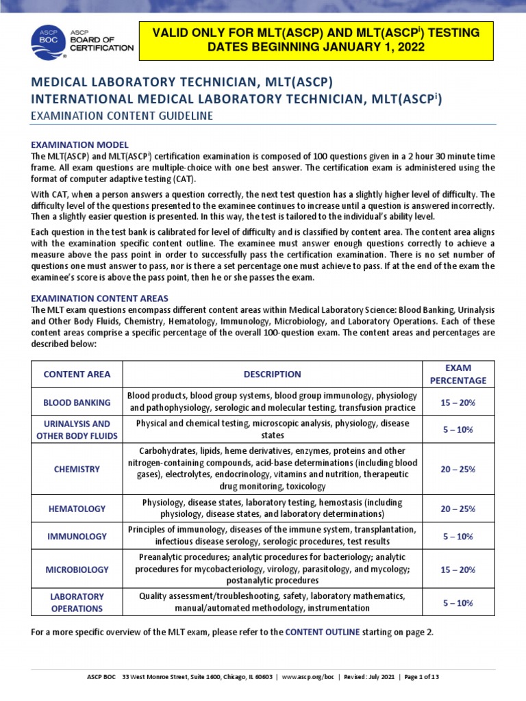 Medical Laboratory Technician, MLT (Ascp) International Medical ...