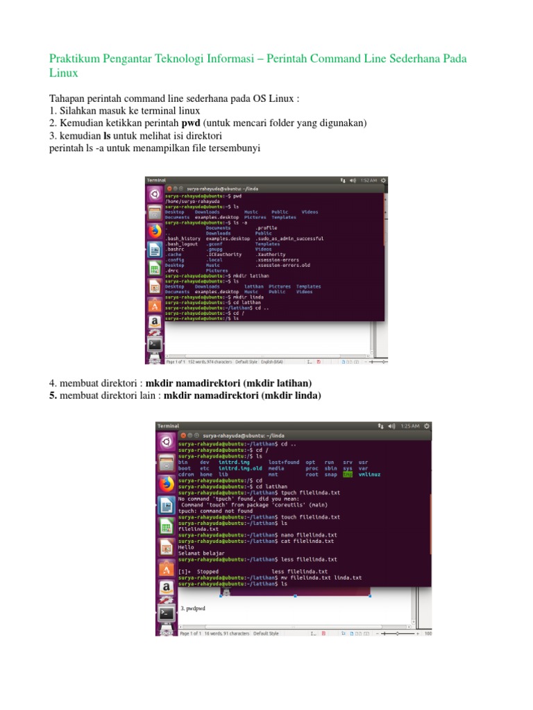 Perintah Command Line Sederhana Pada Linux | PDF