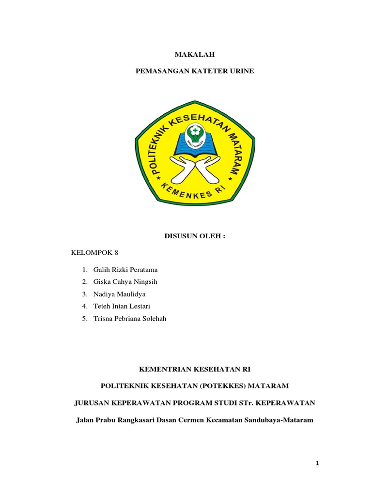 Makalah Kelompok 8 Pemasangan Kateter Urine | PDF