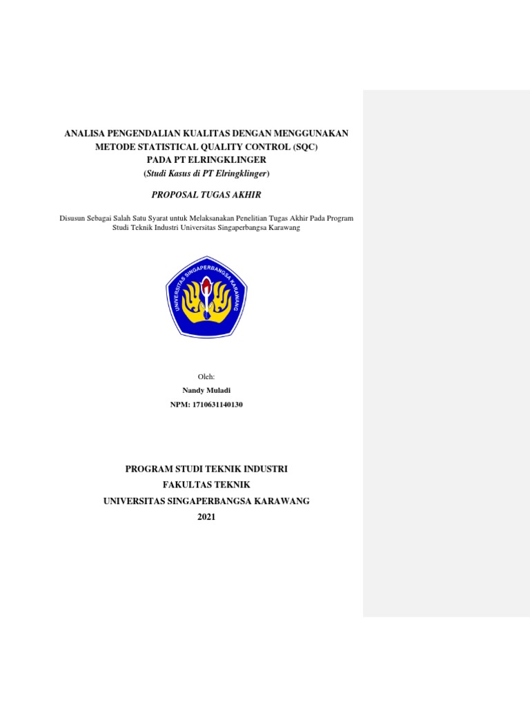 KONTROL KUALITAS DENGAN METODE SQC DI PT ELRINGKLINGER | PDF
