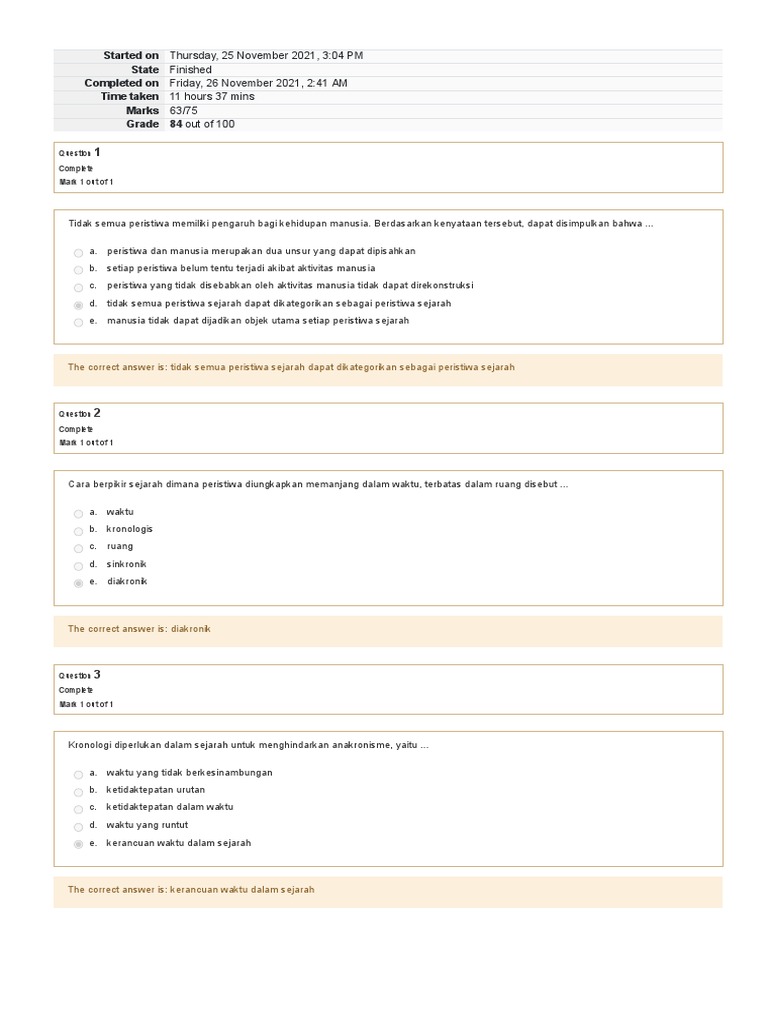SEJ-InDO - Latihan Soal PAS - Attempt Review | PDF