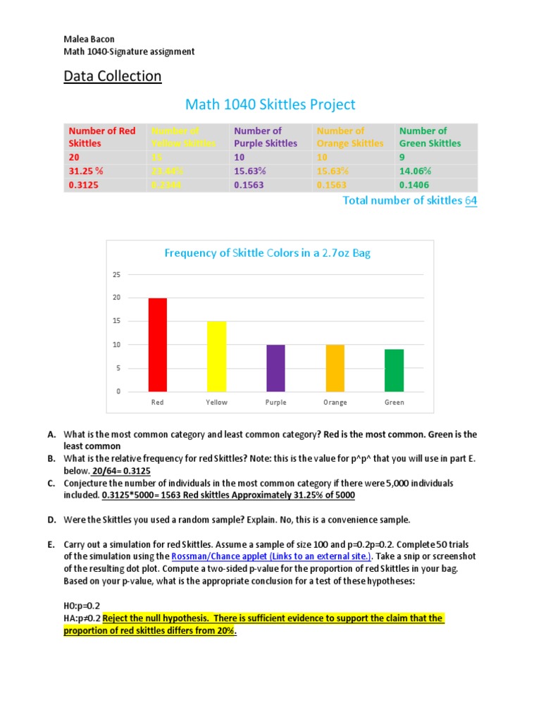 Skittles Final | Download Free PDF | P Value | Confidence Interval