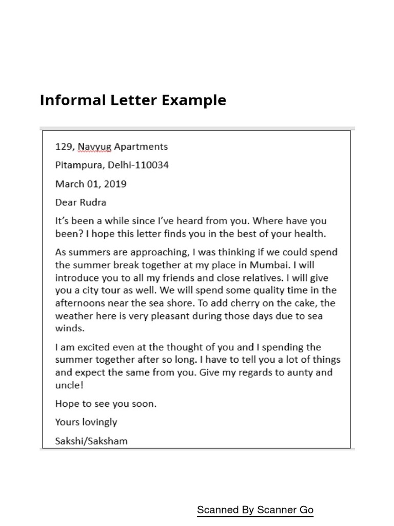 Samples of Informal Letter, Notice Writing | PDF