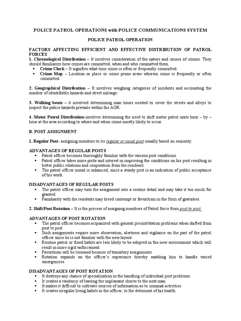 POLICE PATROL OPERATIONS With POLICE COMMUNICATIONS SYSTEM 1 | PDF ...