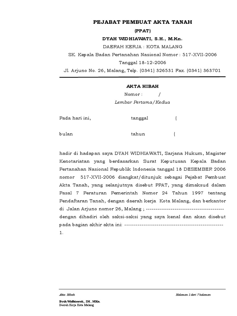 Akta Hibah | PDF | Hukum