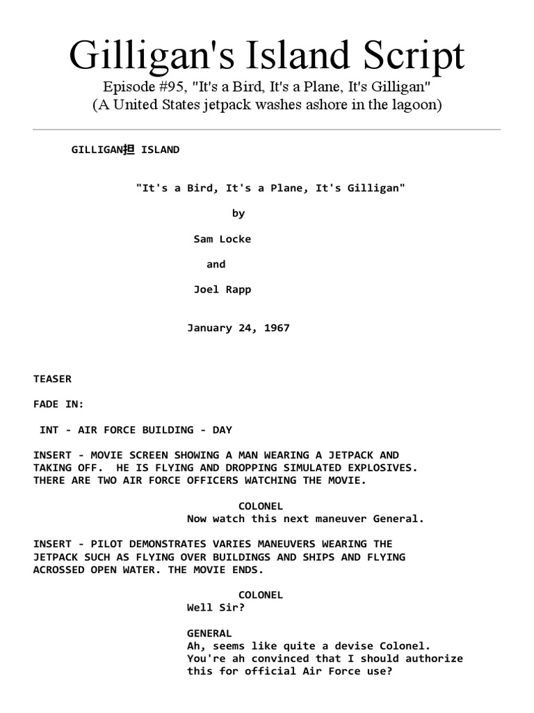 Gilligan's Island Script Ep 95 | PDF