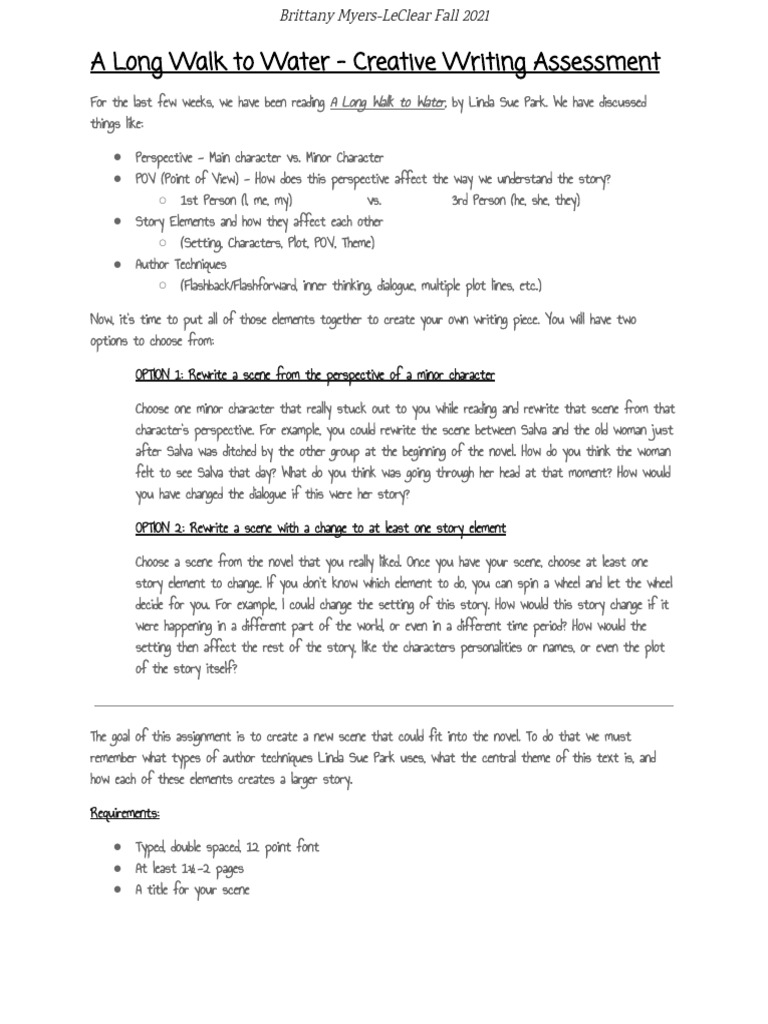 Single Point Rubric Alwtw Creative Writing | PDF | Narration | Plot ...