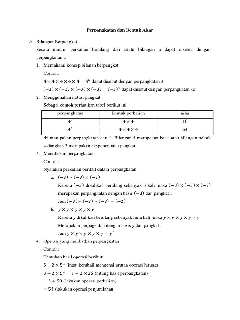 Konsep dan Operasi Perpangkatan | PDF