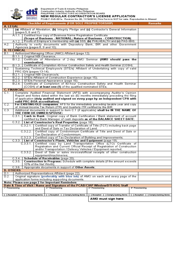 PCAB License Application Guide | PDF | Equity (Finance) | Employment