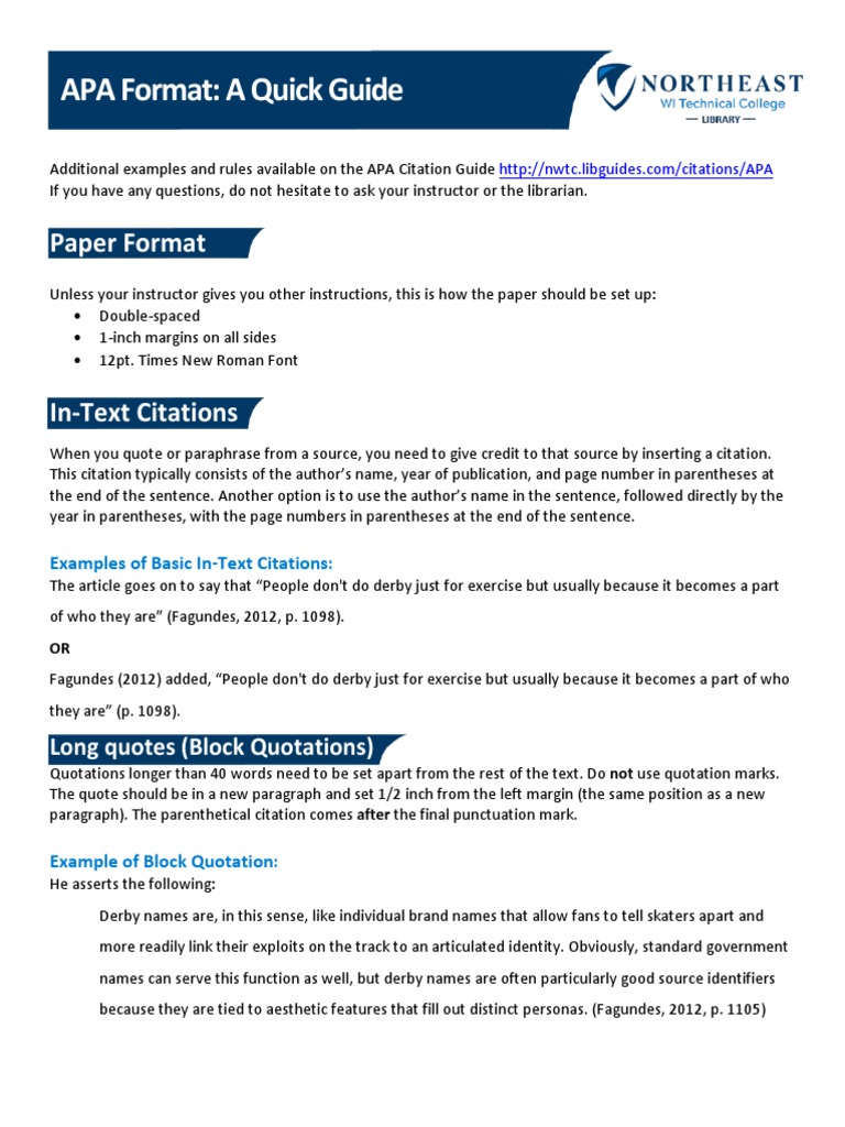 APA Format: A Quick Guide | PDF | Citation | Digital Object Identifier