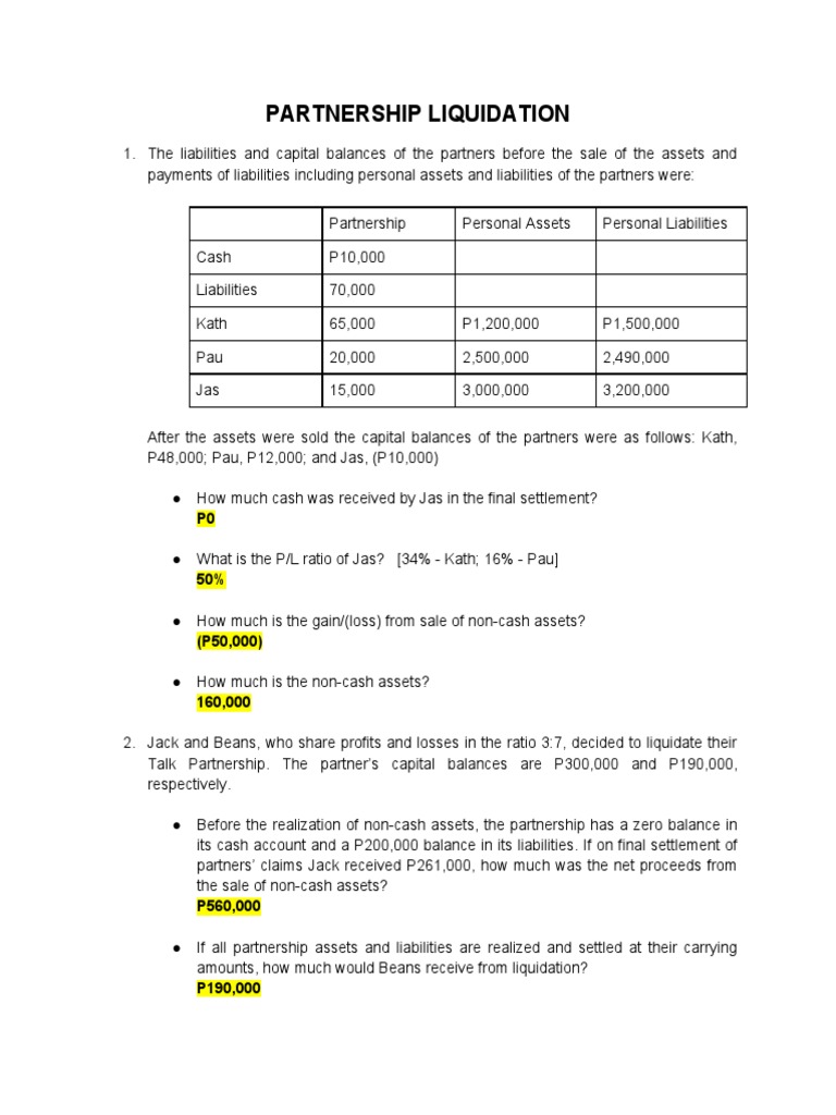 Partnership Liquidation | PDF