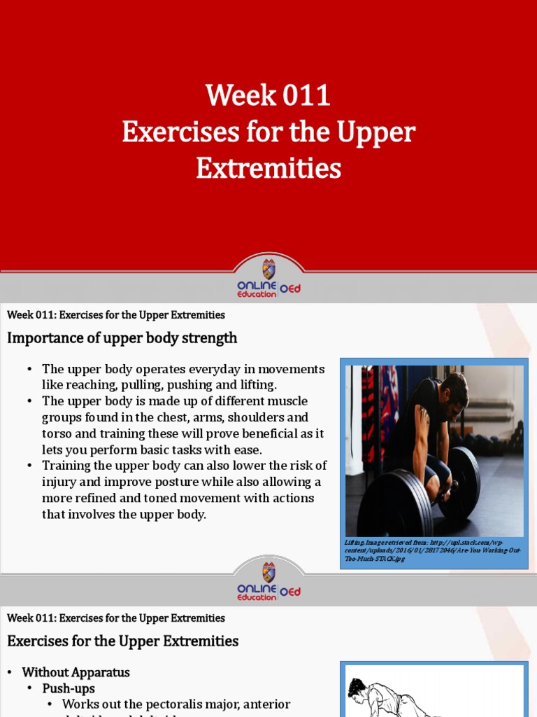 W11 PPT Presentation Exercises For The Upper Extremities | PDF ...