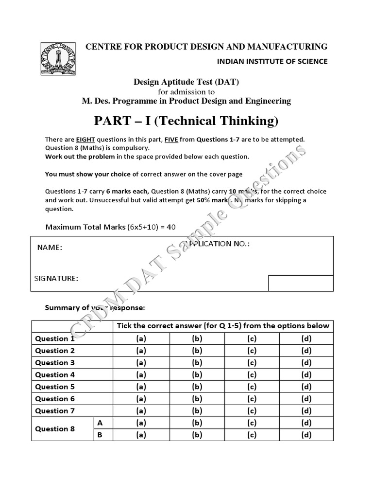 Design Aptitude Test Overview | PDF | Materials | Chemistry