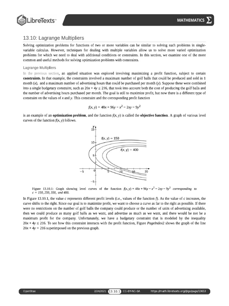 Lagrange Multiplier | PDF