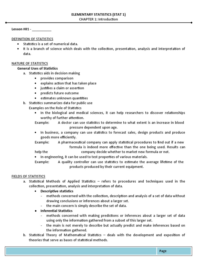 Elementary Statistics (Stat 1) | PDF | Statistics | Sampling (Statistics)