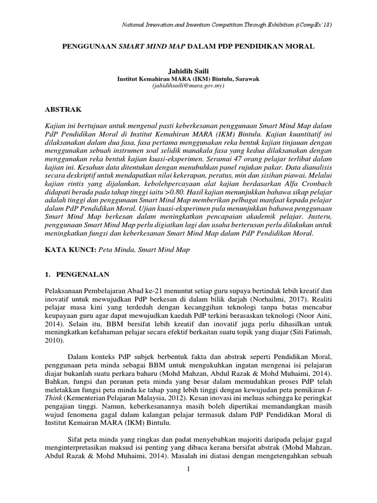 Penggunaan Smart Mind Map Dalam PDP Pendidikan Moral: Institut ...