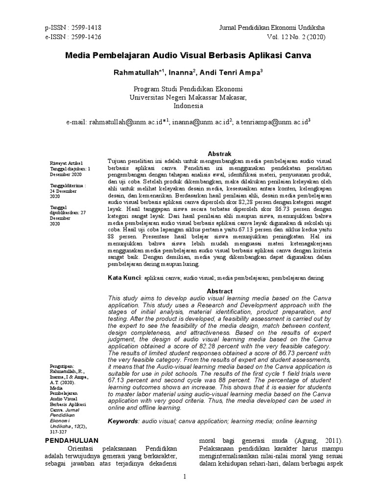 Media Pembelajaran Audio Visual Berbasis Aplikasi Canva | PDF