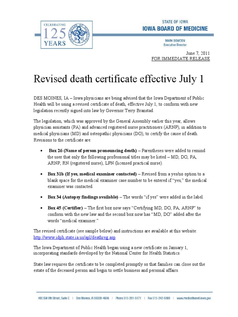 Death Certificate Template 15 | PDF | Nurse Practitioner | Death