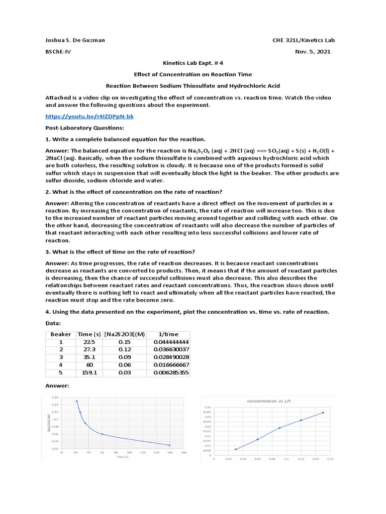 Reaction Between Sodium Thiosulfate and Hydrochloric Acid | PDF ...