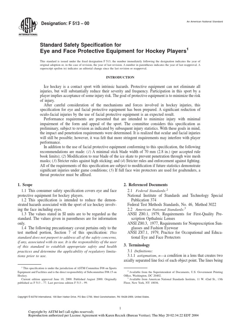 Astm F513-00 | PDF | Personal Protective Equipment | Eye