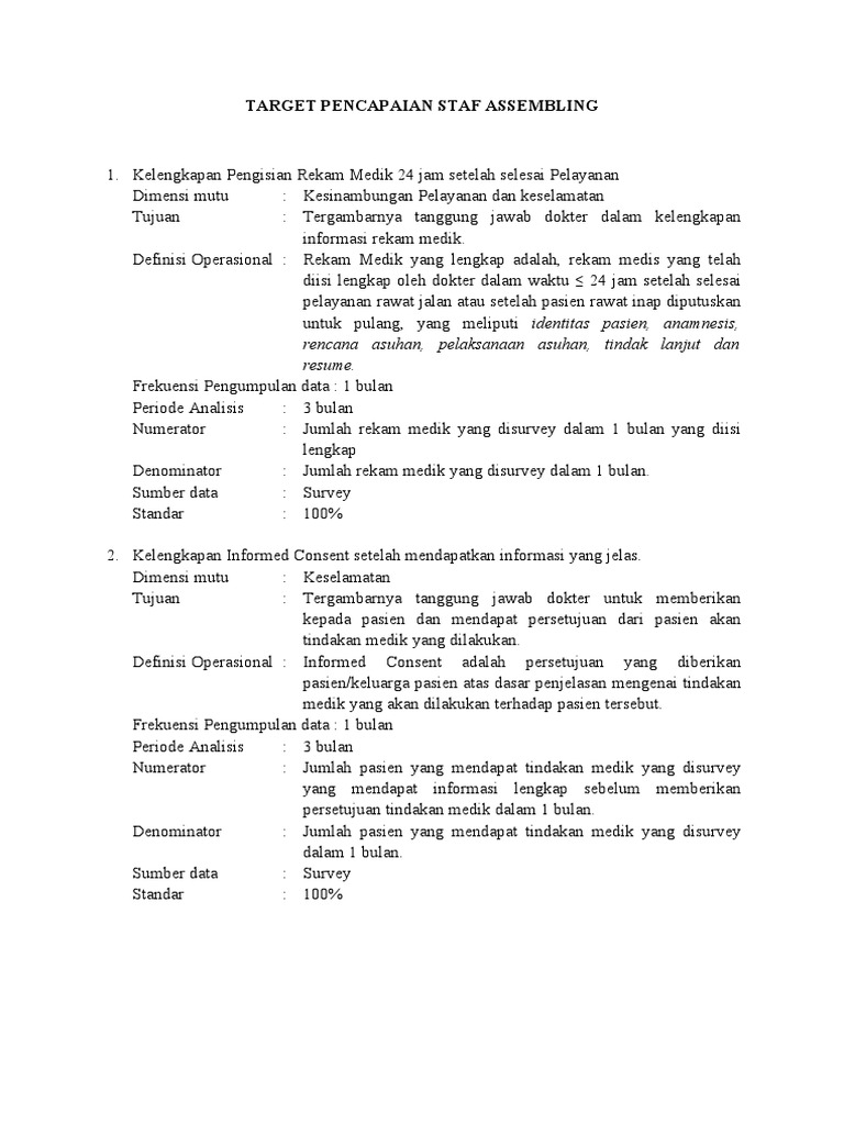 Target Pencapaian Staf Assembling | PDF