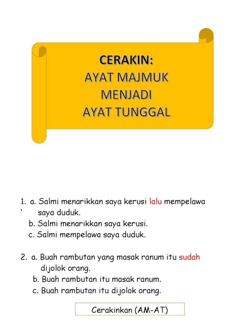 Nota Cerakin Ayat Majmuk Menjadi Ayat Tunggal | PDF