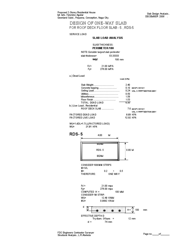 Oneway Slab | PDF | Building Materials | Building Technology