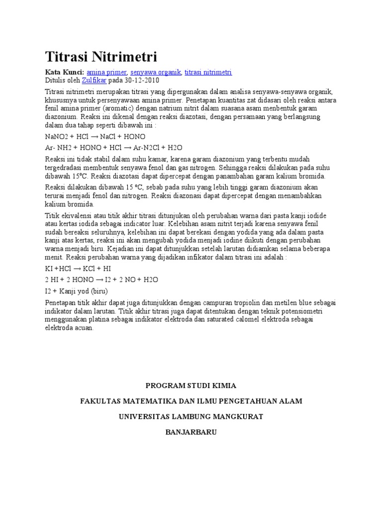 Titrasi Nitrimetri | PDF