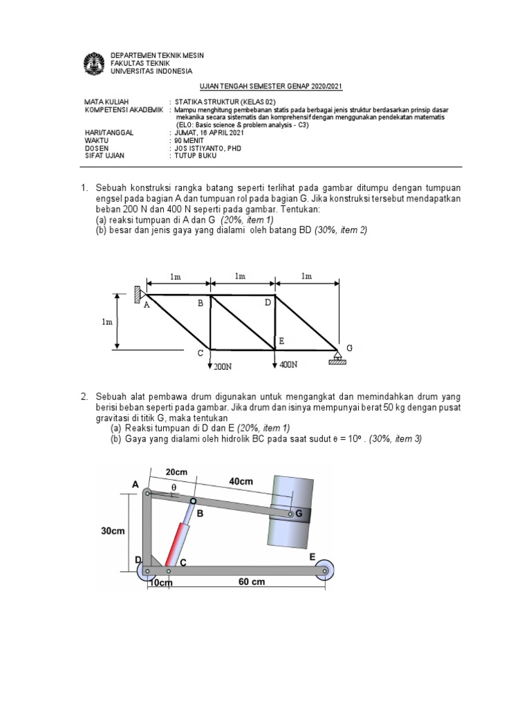 Statika Struktur UTS 2021 | PDF