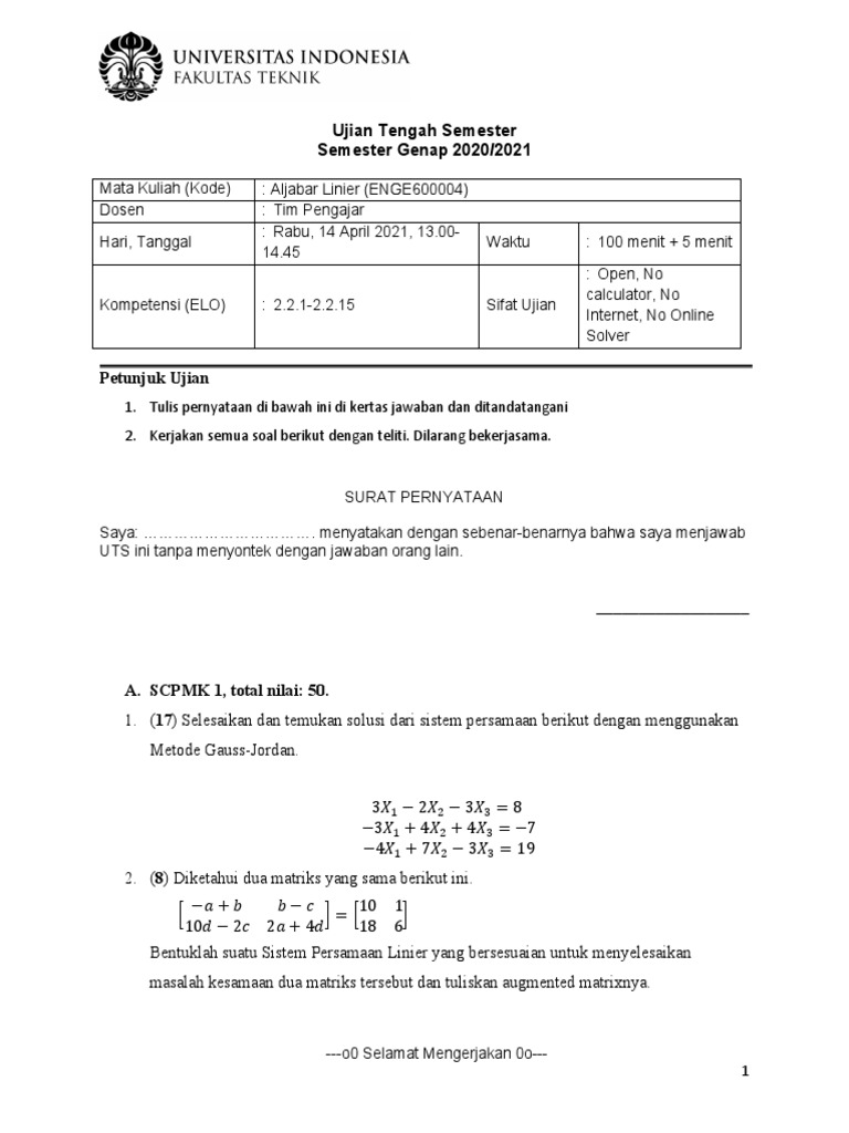 Uts Alin Siang 14 April 2021 | PDF