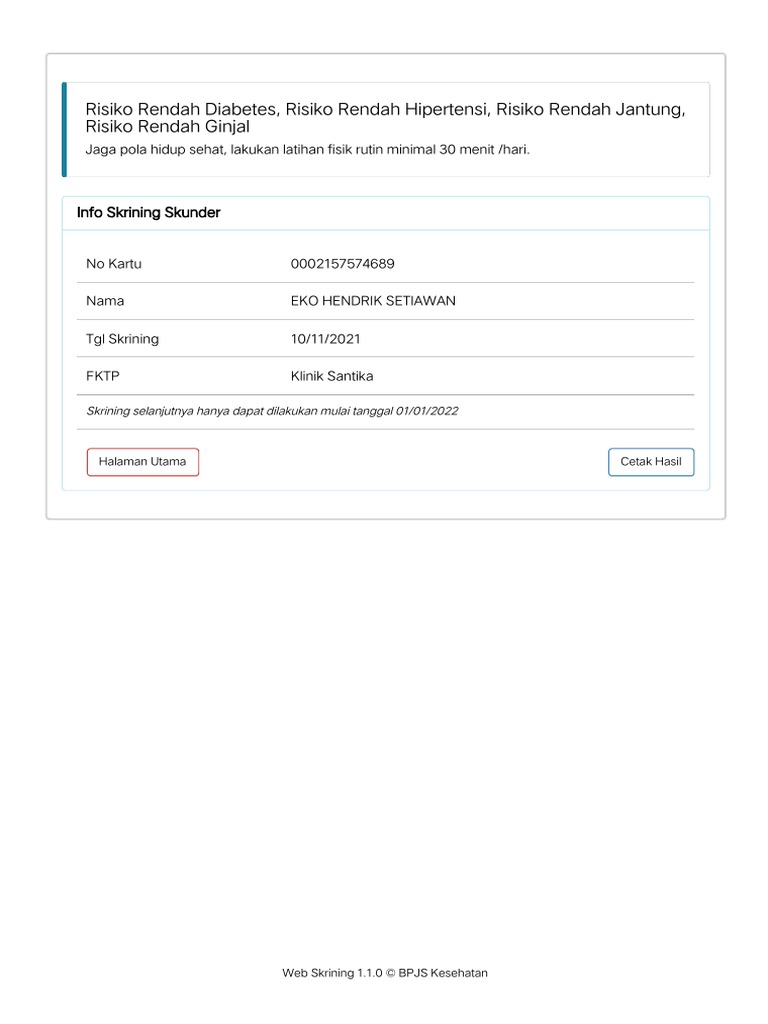 Web Skrining BPJS Kesehatan | PDF